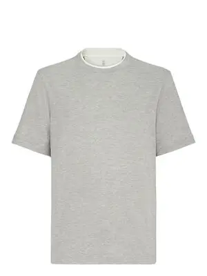 Brunello Cucinelli Silk-cotton Faux-layered T-shirt Grey