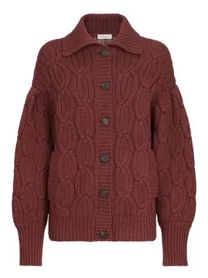Brunello Cucinelli Cashmere Cable-knit Heritage Cardigan - Red