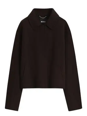 BOSS Melange Wool-Blend Coat With A Point Collar