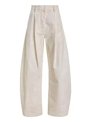 THE LATEST Billie Pleated Cotton-gabardine Barrel-leg Trousers - Ivory