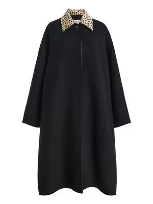 RÓHE Cheetah Collar Wool Coat - Black