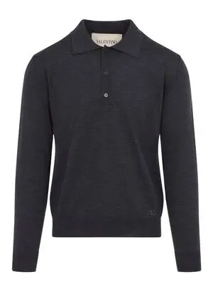 Valentino Garavani Knit Polo Sweater - Gray