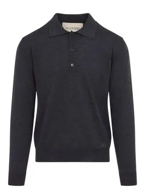 Valentino Garavani Valentino Knit Polo Sweater Men Gray