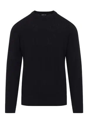 Giorgio Armani Geometric Pattern Crew Neck Sweater - Blue