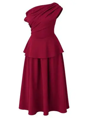 GIRL IN MIND Connie Peplum Midi Dress - Red