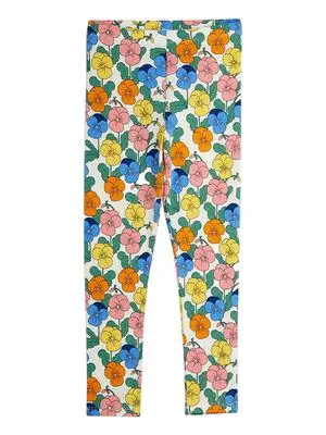 MINI RODINI Violas Purple Organic Cotton Leggings - Multicolor