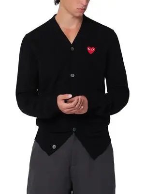 Play Comme Des Garcon Wool Cardigan - Black