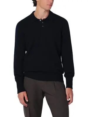 DRUMOHR Navy Wool Polo Shirt - Blue