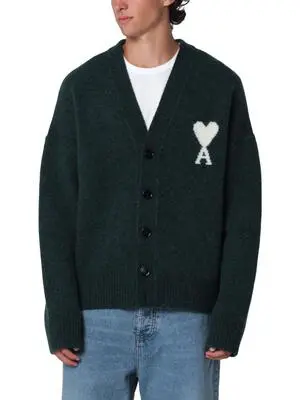 AMI Paris Alpaca Blend Cardigan - Green