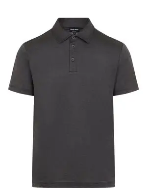 Giorgio Armani Silk And Cotton Polo - Brown
