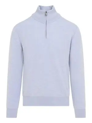 Brioni Cashmere Half Zip Up Sweater - Blue