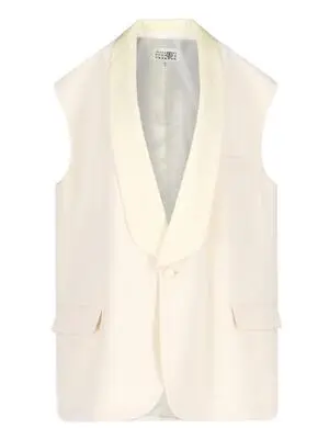 MAISON MARGIELA Virgin Wool Blend Vest Jacket - Cream
