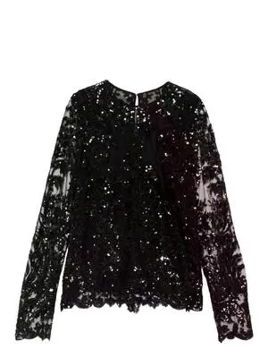 NAEEM KHAN Naeem Khan Sequin-Embellished Long-Sleeve Top