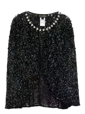 Jenny Packham Sequin-embellished Capelet Jacket - Black