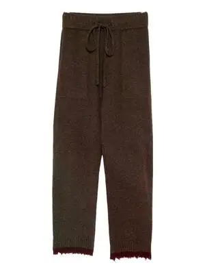UMA WANG Drawstring Frayed-hem Trousers - Brown