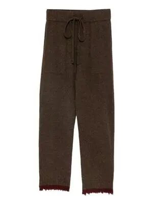 UMA WANG Uma Wang Drawstring Frayed-Hem Trousers Brown