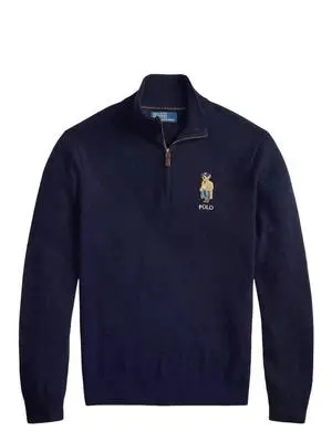 Polo Ralph Lauren Polo Bear Wool Quarter-zip Sweater Blue