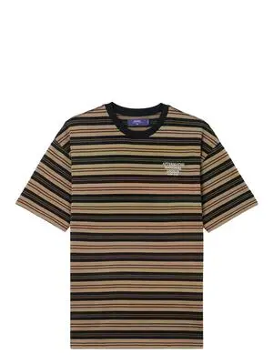 AFTERMATHS Striped Logo-print T-shirt - Neutrals