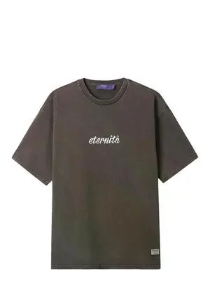 AFTERMATHS Slogan-print Cotton T-shirt - Brown