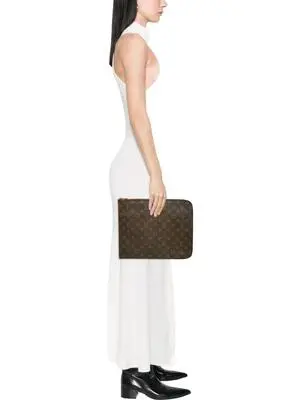 LOUIS VUITTON Monogram Poche Documents Portfolio Clutch Bag - Brown