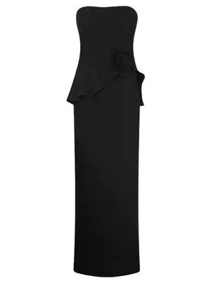 ROTATE BY BIRGER CHRISTENSEN Long Flower Strapless Maxi Dress - Black