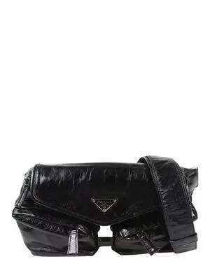 Prada Crinkled Calfskin Messenger Bag - Black