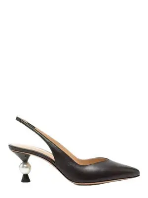 CAMILLA GABRIELI Margaux Faux-pearl Slingback Pumps - Brown