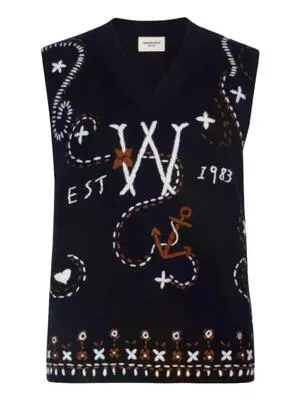 Max Mara Intarsia-knit Sleeveless Virgin-wool Sweater Blue