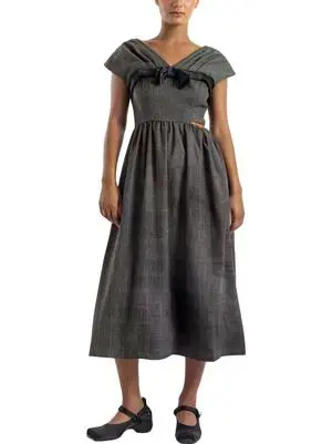 Simone Rocha Bow-detail Midi Dress - Grey