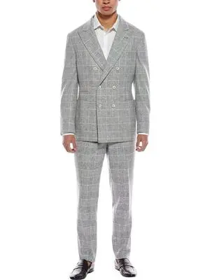 Brunello Cucinelli Check-pattern Double-breasted Suit - Grey
