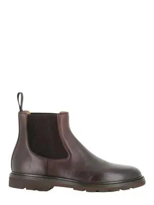 HENDERSON BARACCO Elasticated-panel Leather Boots - Brown