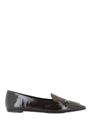 DEL CARLO Pointed-toe Buckled Ballet Flats - Brown