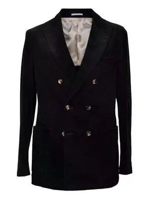 Brunello Cucinelli Double-breasted Corduroy Blazer - Black