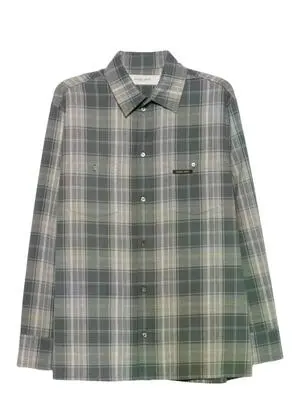 GOLDEN GOOSE Check-pattern Logo-patch Shirt - Grey