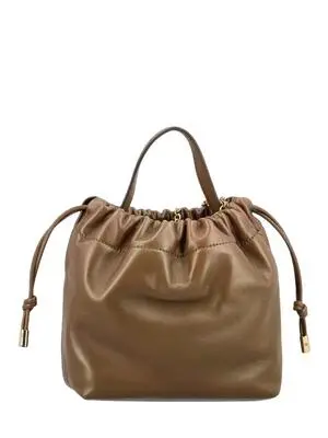 Chloé Mini Icons Shoulder Bag With Chain In Soft Leather Brown
