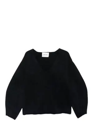 Soft Goat V-neck Raglan-sleeve Sweater - Blue