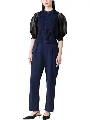CFCL Ribbed Puff-sleeve Cardigan - Blue