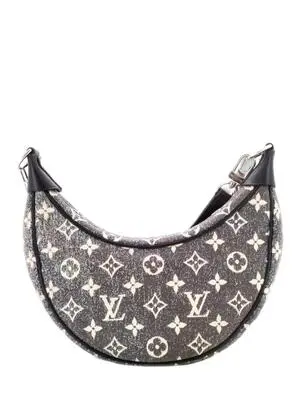 LOUIS VUITTON Loop Handbag Monogram Jacquard Denim Hobo Bag - Black