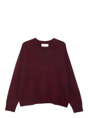Soft Goat Raglan-sleeve Ribbed-trim Sweater - Purple