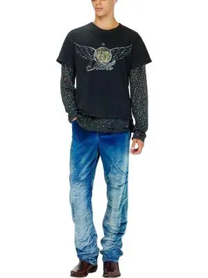 DIESEL® Cotton-hemp T-shirt With Concert Graphics - Black