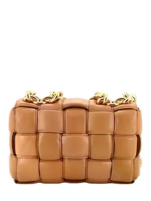 Bottega Veneta Cassette Chain Padded Maxi Intrecciato Leather Crossbody Bag Brown