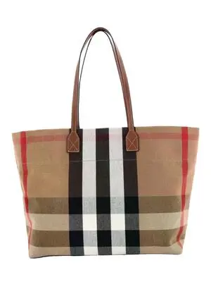 Burberry Soft House Check Canvas Medium Tote Bag - Brown