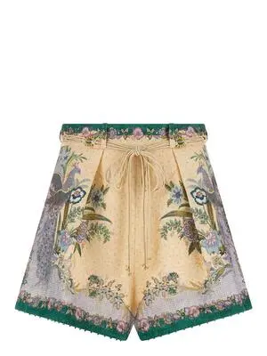 Zimmermann ZIMMERMANN Indra Scarf Print Linen Shorts Multi