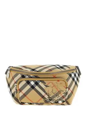 Burberry BURBERRY Small Fanny Pack With Embroidered Equestrian Knight Design Beige