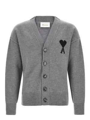 AMI Paris De Coeur' Cardigan - Gray