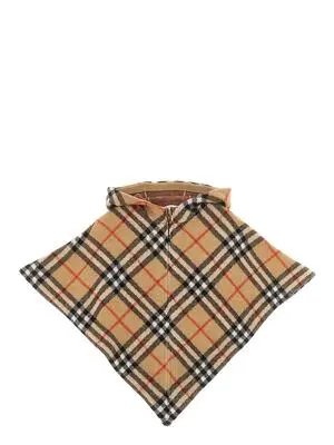 Burberry Wool Blend Check Cape - Beige
