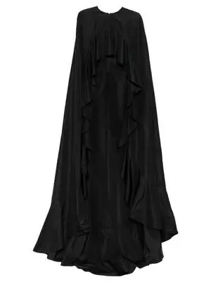 Naeem Khan Ruffled Silk Cape - Black