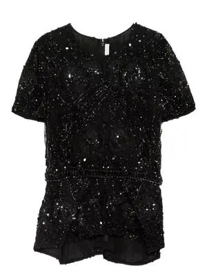 NAEEM KHAN Naeem Khan Bead-Embellished Peplum Top