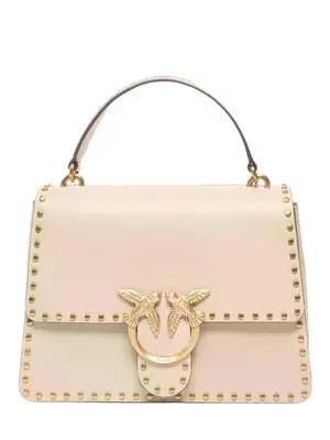 Pinko Love Birds Stud-embellished Tote Bag - Neutrals