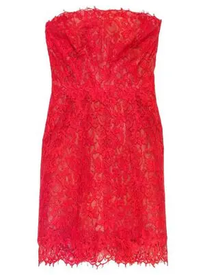 Monique Lhuillier Strapless Lace-embroidered Dress - Red